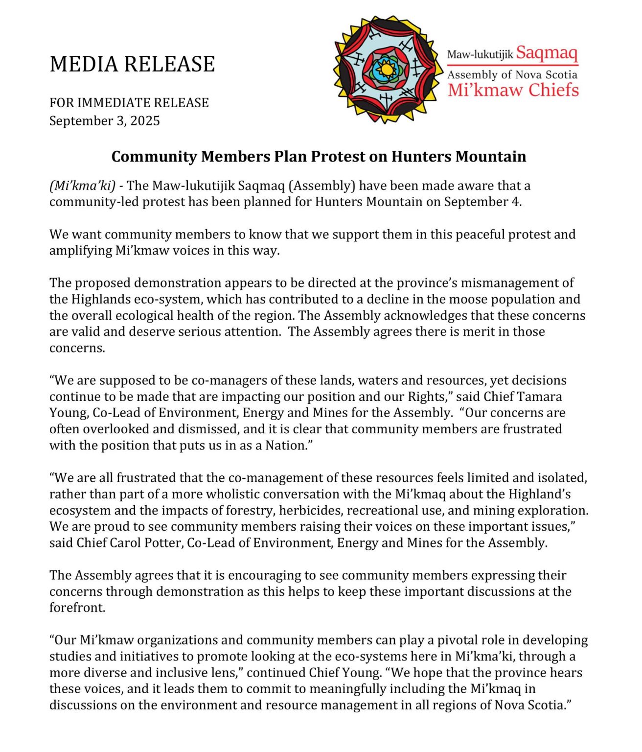 Letters of support for Mi’kmaq at Hunter’s Mountain – Mi'kmaq Rights ...